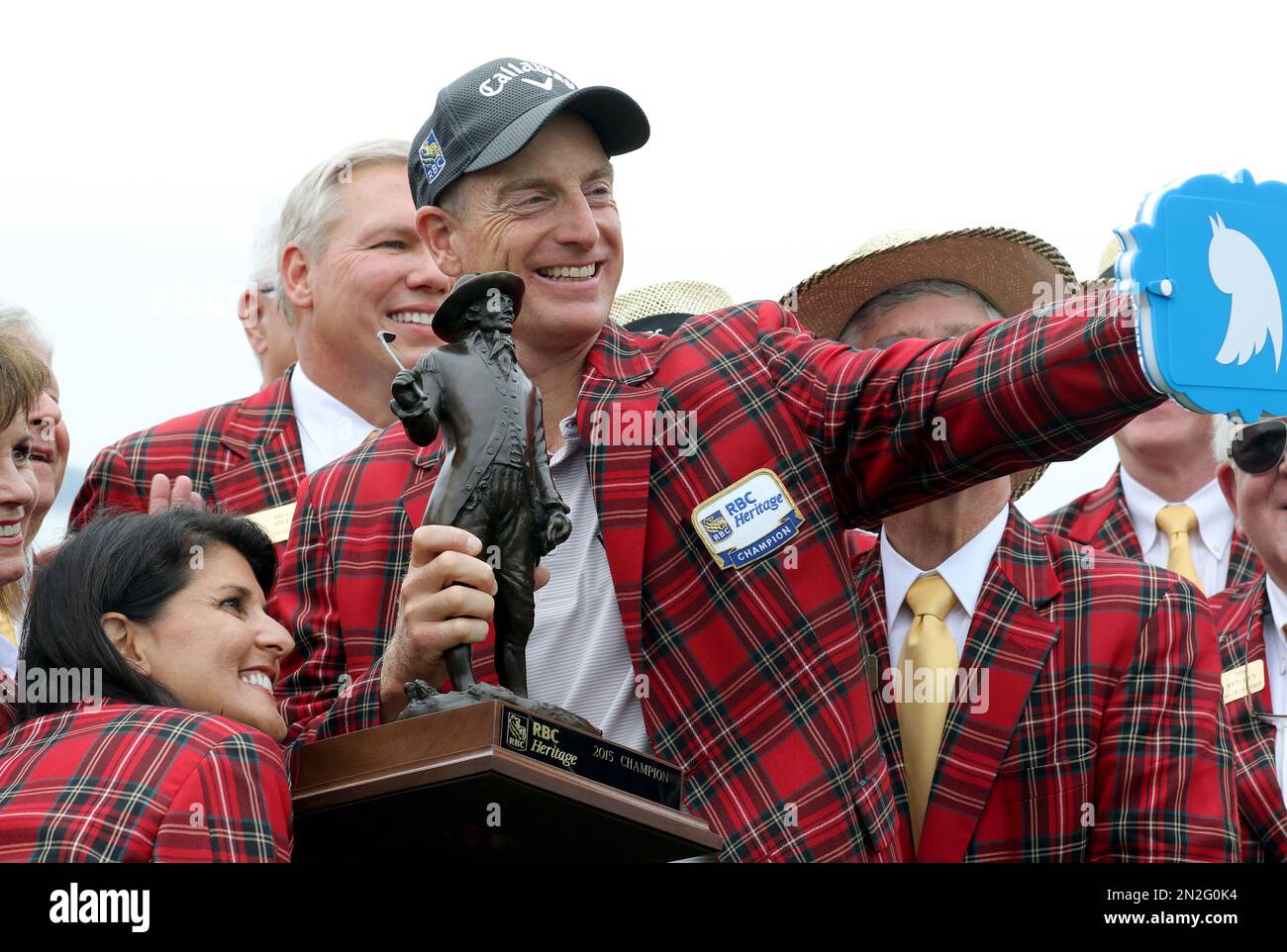 Jim Furyk, center and South Carolina Governor Nikki Haley, lower left ...