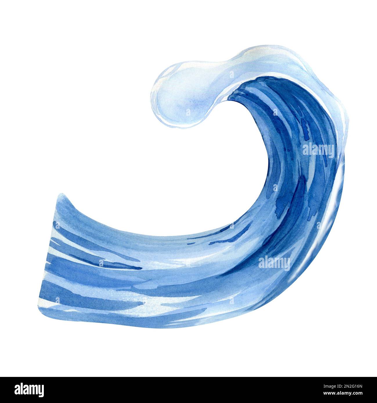 Sea wave, water form watercolor illustration isolated on white ...
