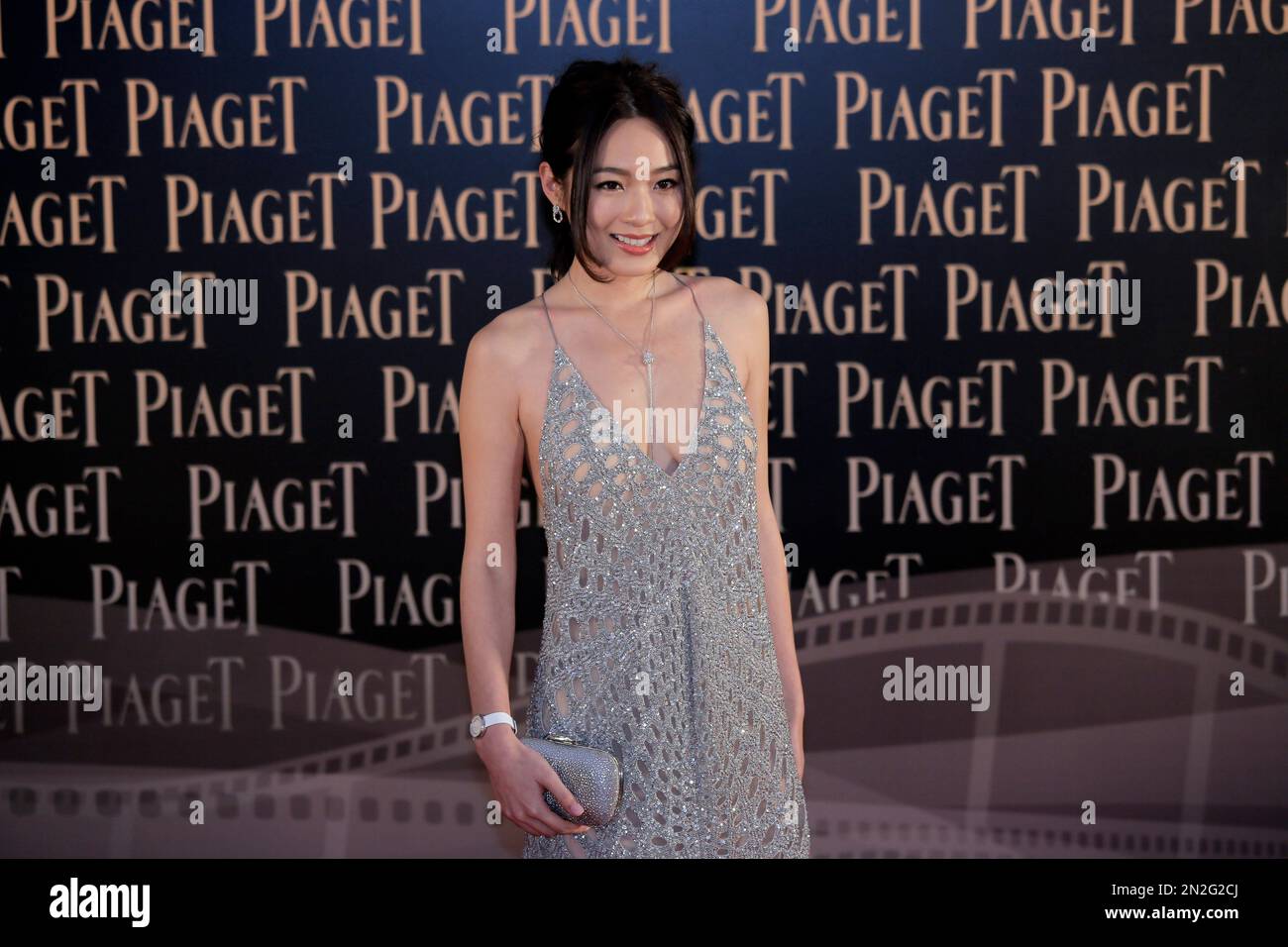 Chinese actress Jacky Cai poses on the red carpet of the Hong Kong Film ...