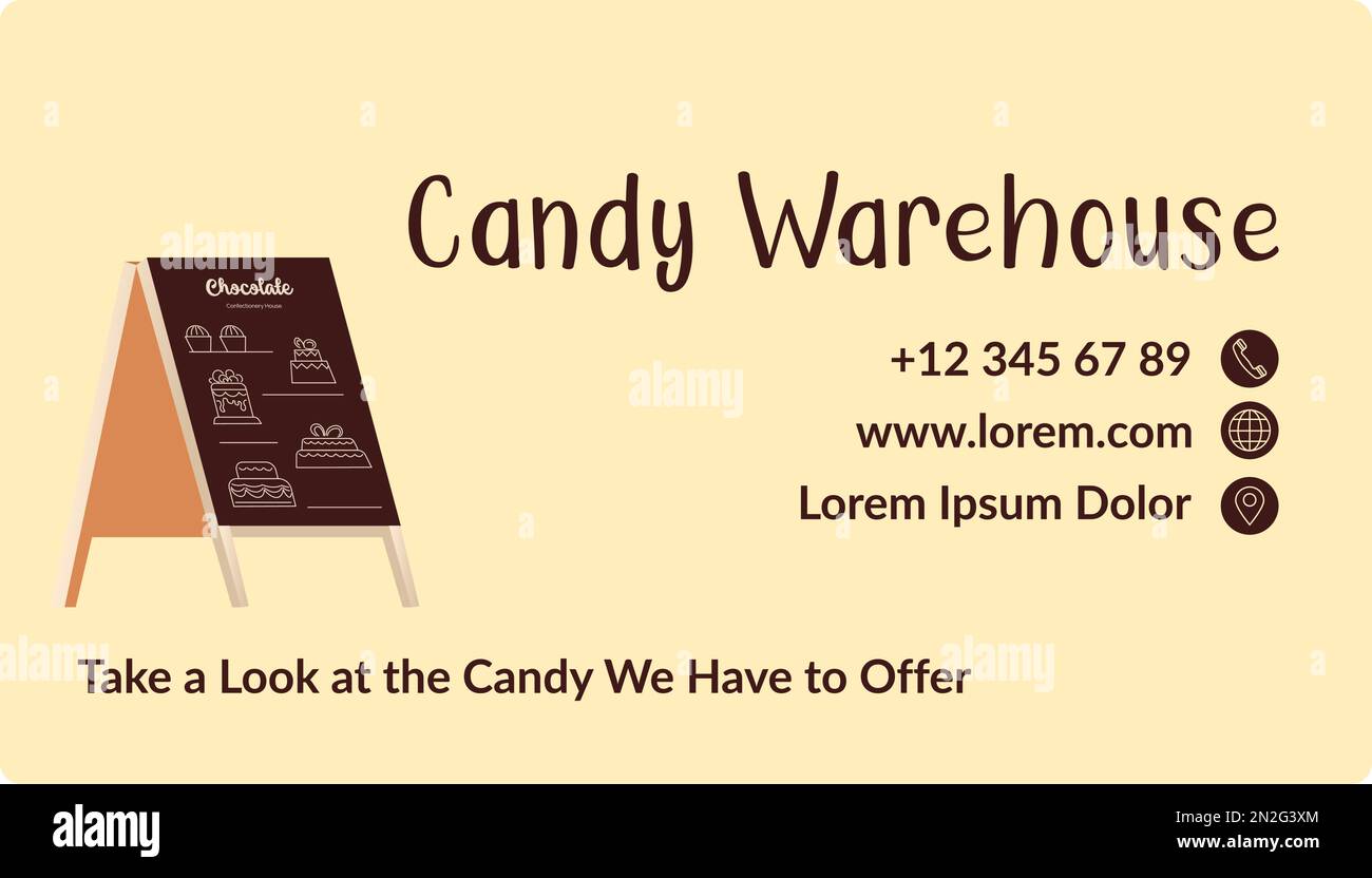 Candy shop business card with information vector Stock Vector Image ...