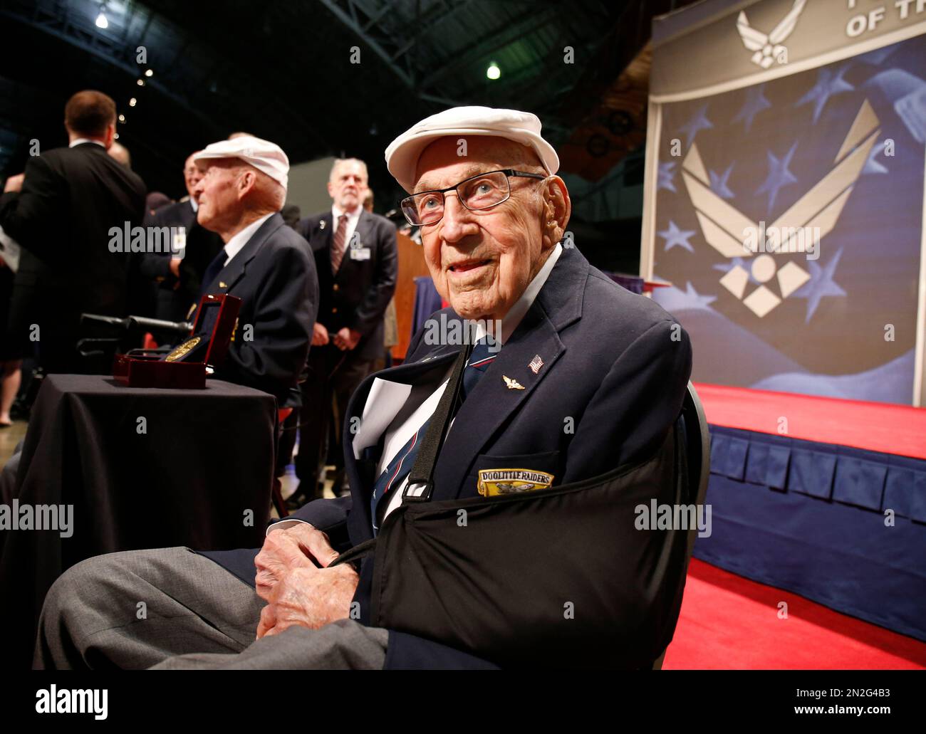 Lt. Col. Richard "Dick" Cole, foreground and Staff Sgt. David Thatcher ...