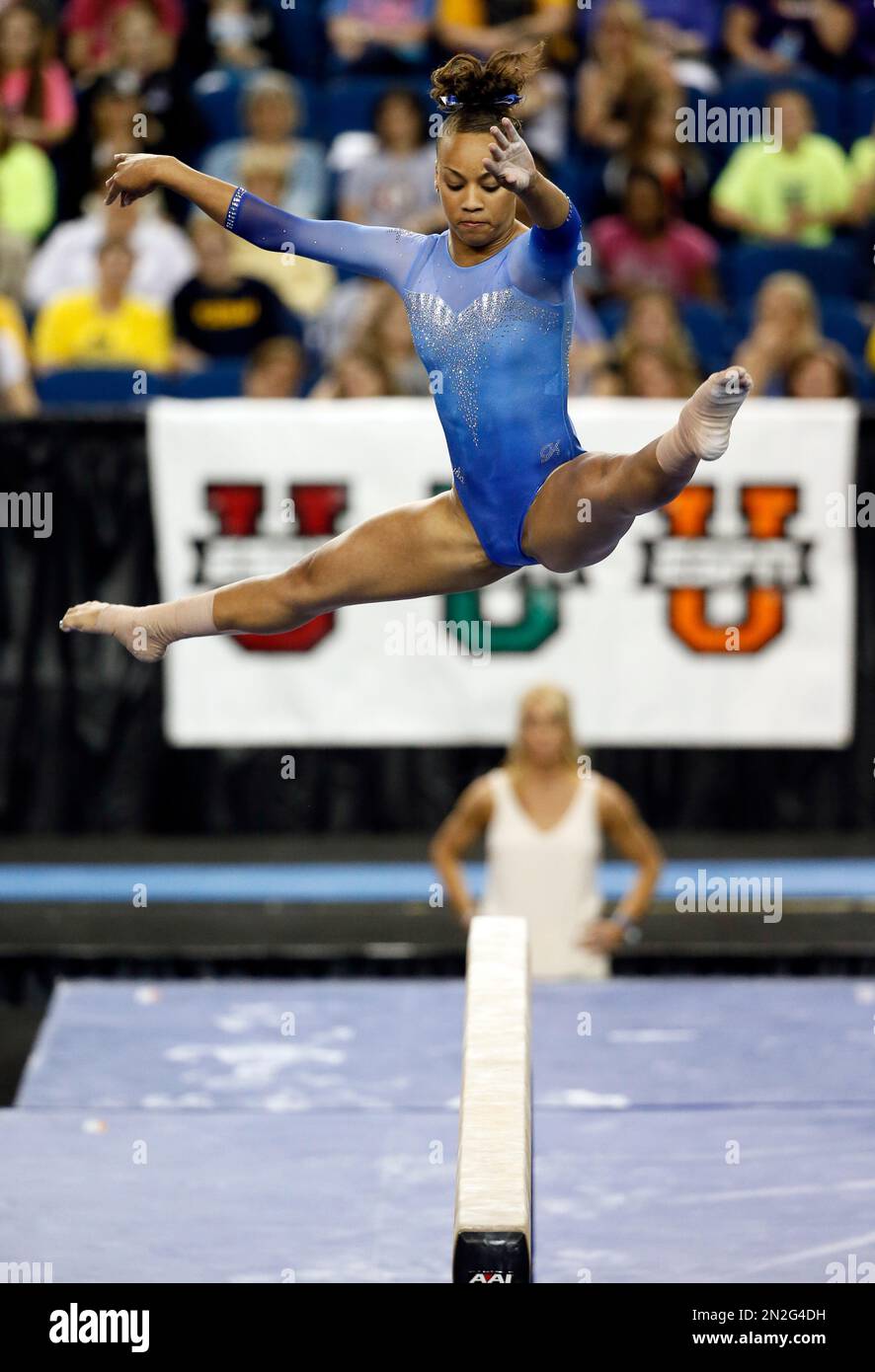 Florida's Kytra Hunter competes on the balance beam during the NCAA ...
