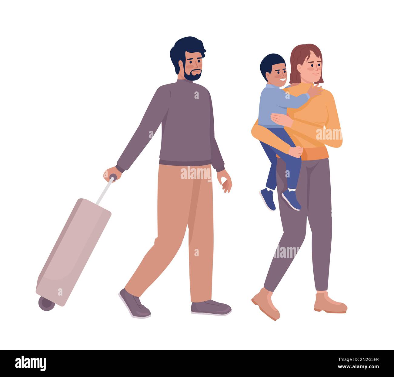 Family going on vacation semi flat color vector characters Stock Vector ...