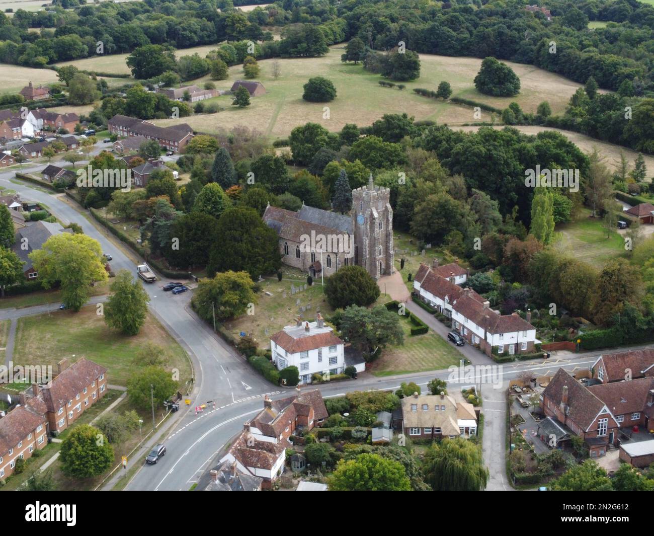 An aerial view of church in Kent Stock Photo - Alamy
