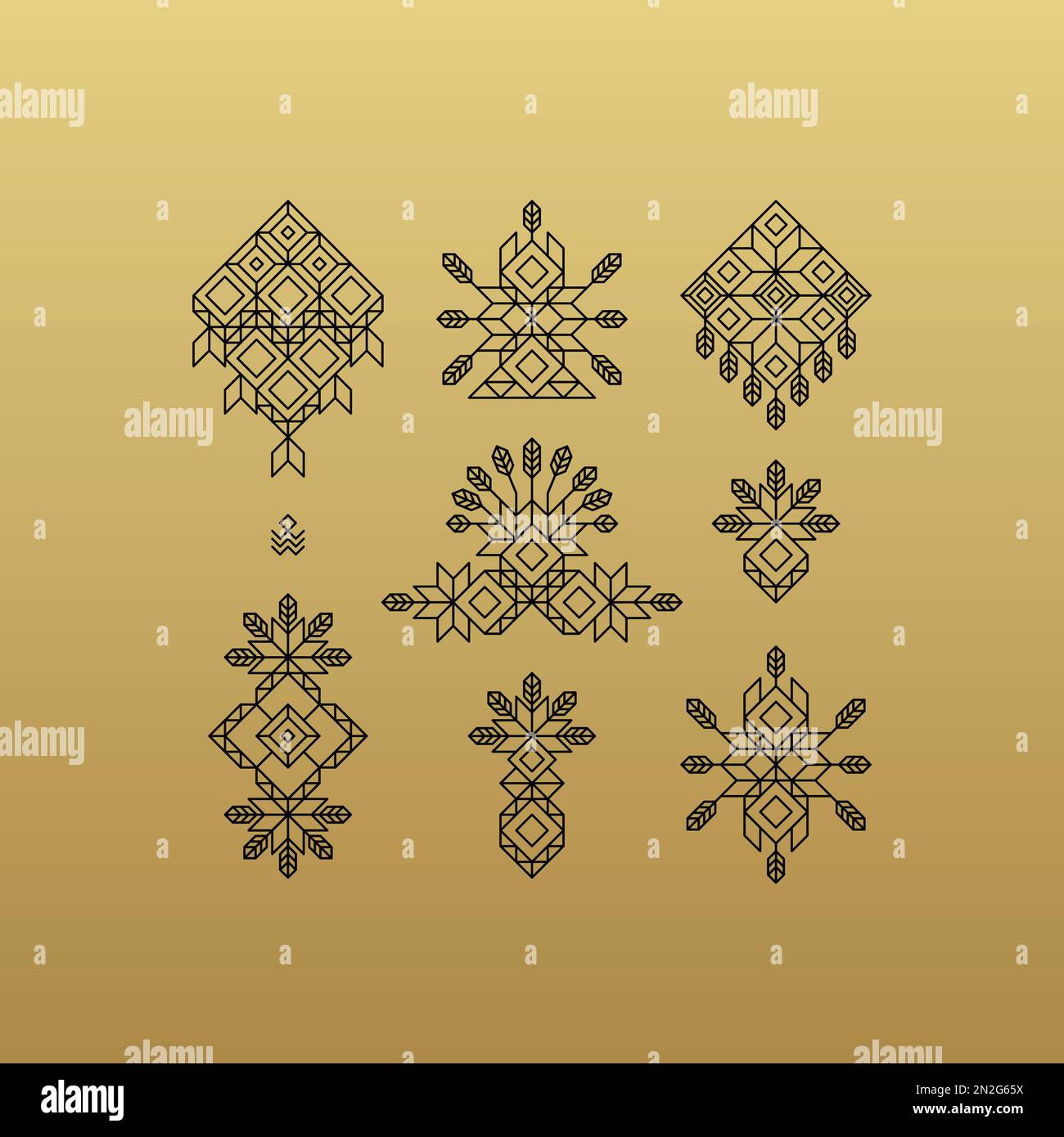 Set of Vintage Graphic Elements for Design. Line Art Design for ...