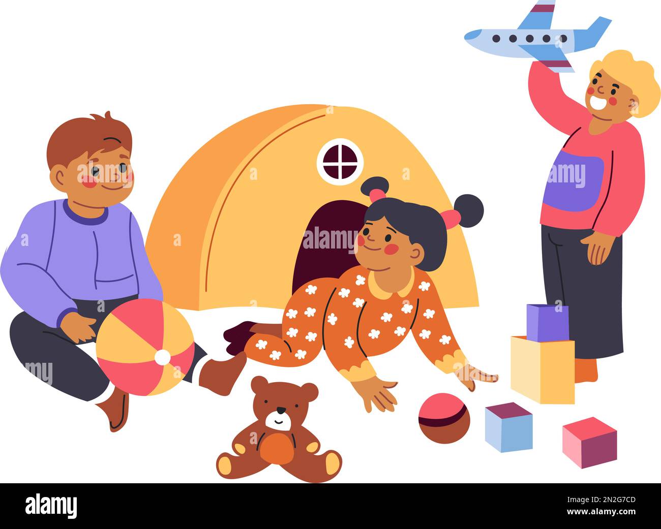 Kindergarten boys playing together Stock Vector Images - Alamy