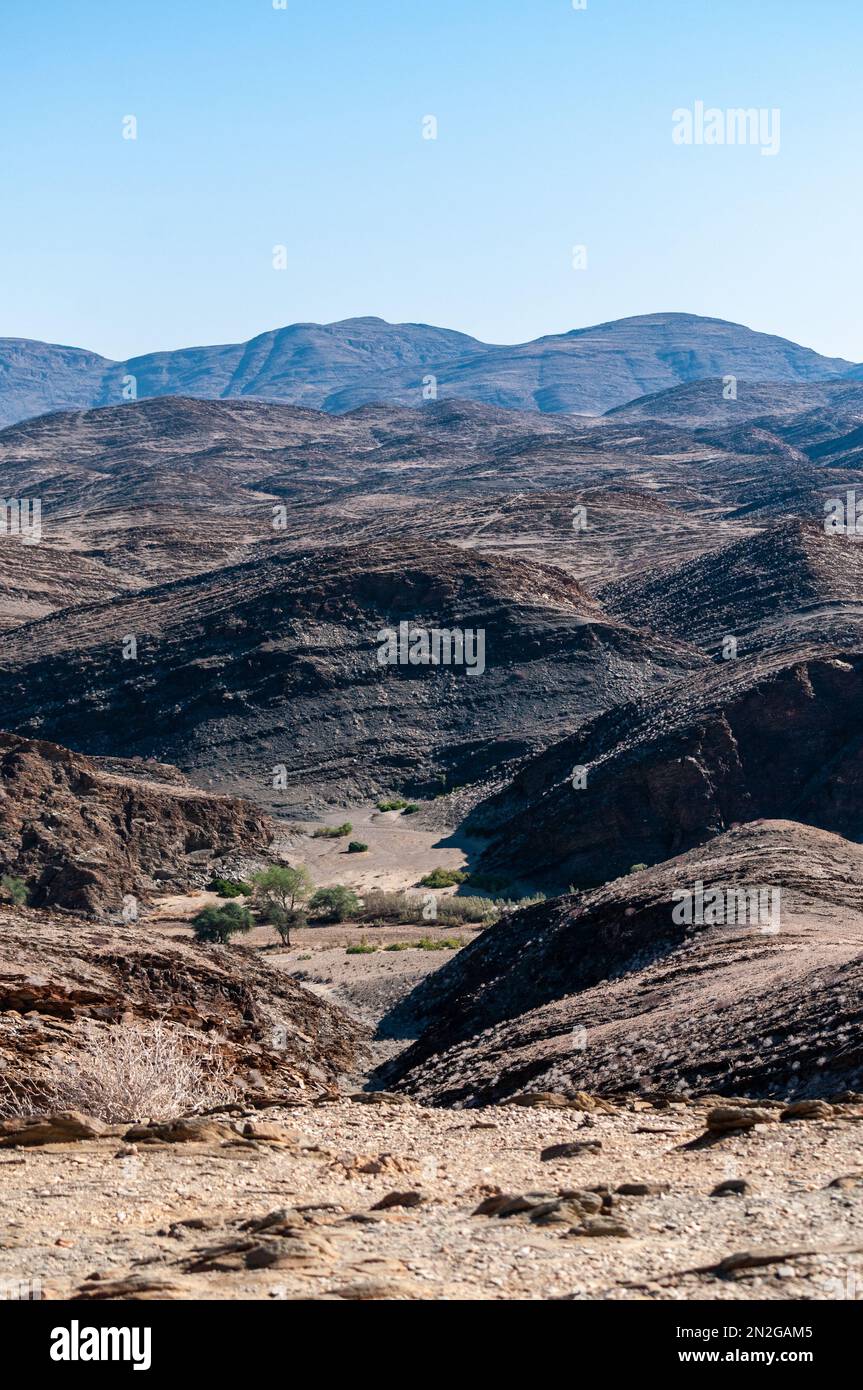 Outlook over the Kuiseb pass viewpoint in Namibia, an area that ...
