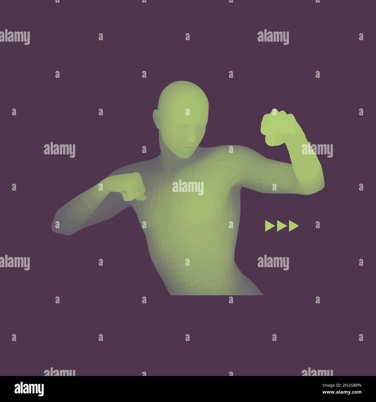 Boxer. 3D Model of Man. Human Body. Sport Symbol. Design Element ...