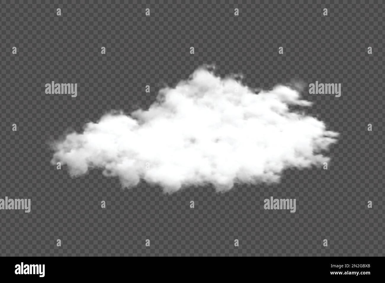 Dense cloud vector isolated on a dark background. Realistic fog or ...