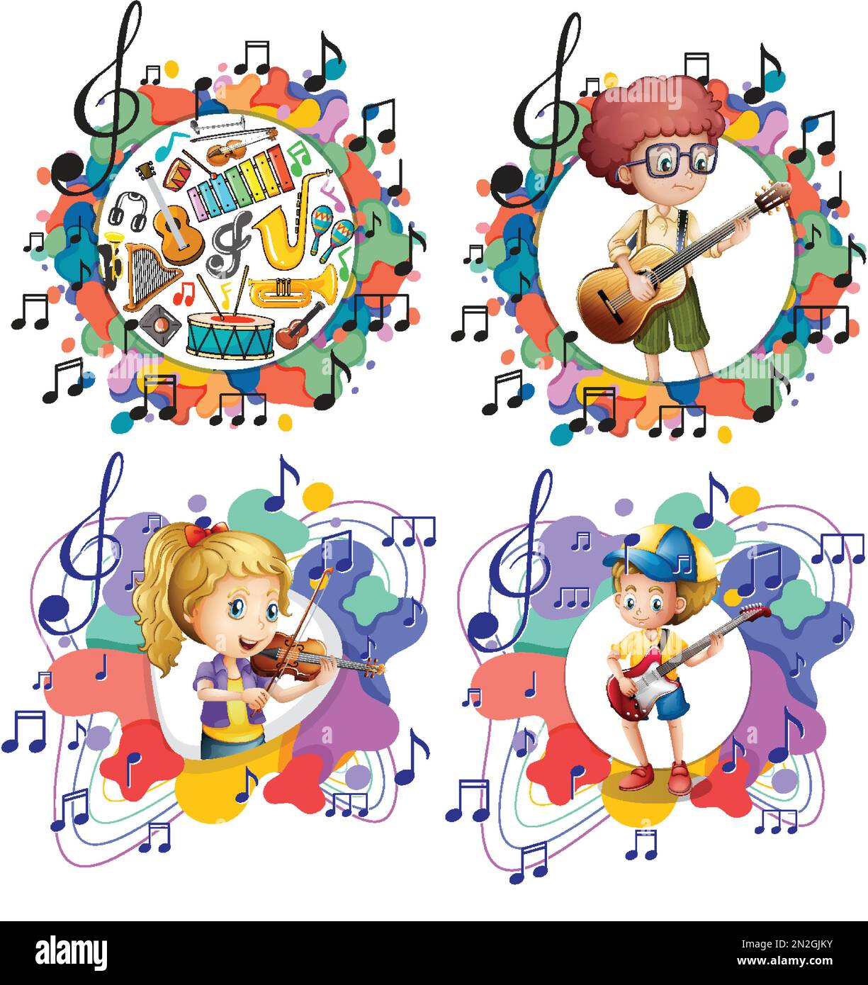 Music theme cartoon icon illustration Stock Vector Image & Art - Alamy