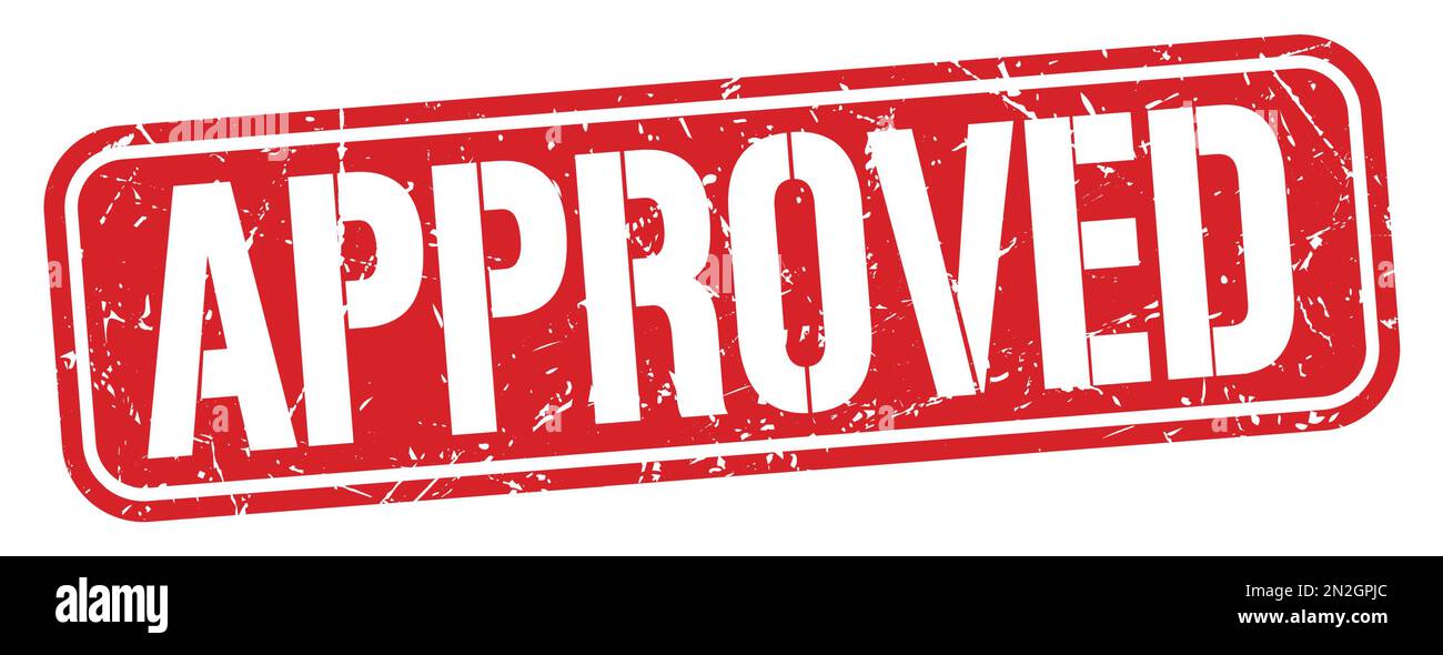 APPROVED text written on red grungy stamp sign Stock Photo - Alamy
