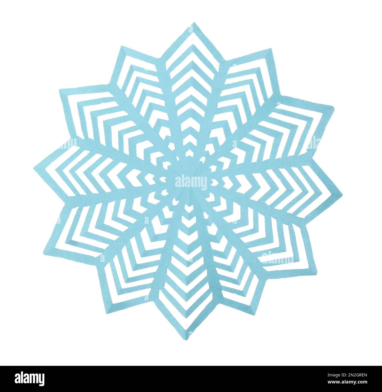 Beautiful light blue paper snowflake isolated on white Stock Photo - Alamy