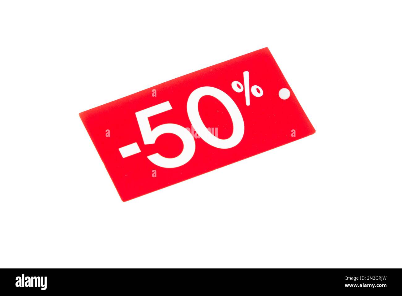 red white price tag 50% sale label isolated on white background Stock ...