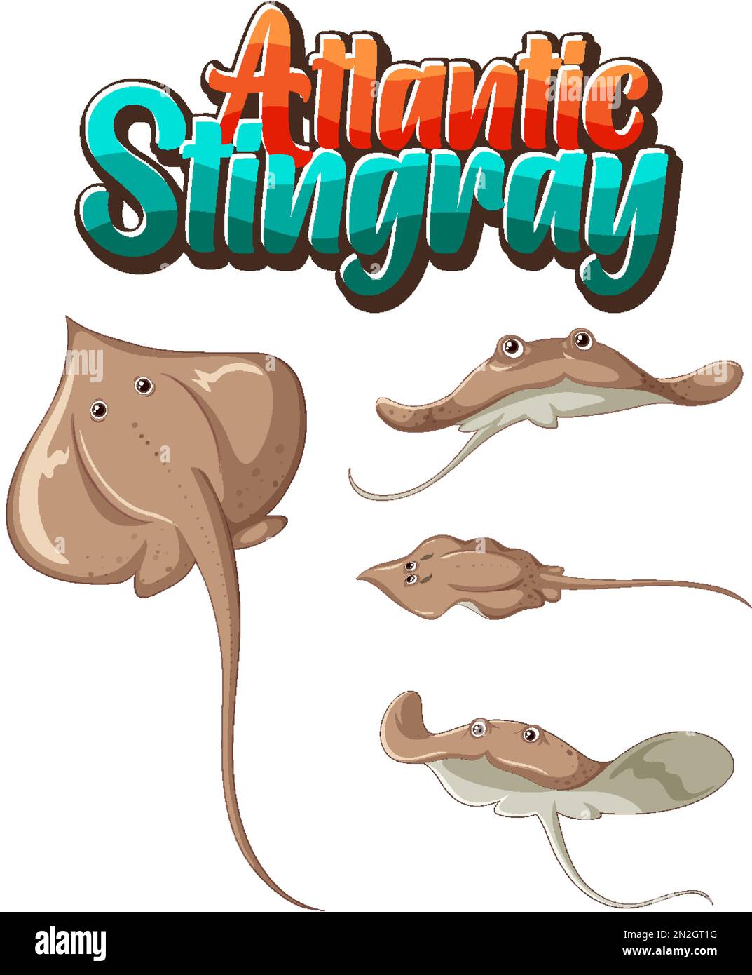 Atlantic stingray cartoon character set illustration Stock Vector Image ...