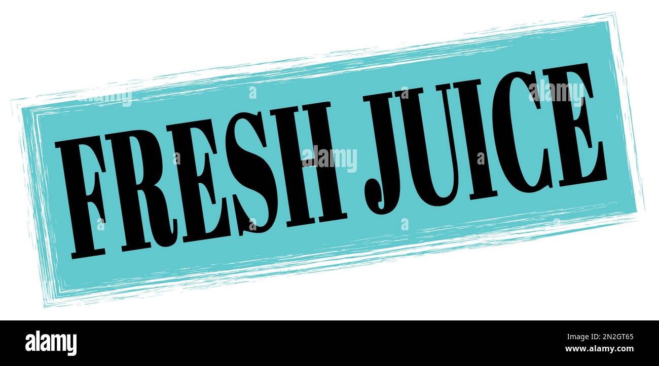 FRESH JUICE text written on blue-black rectangle stamp sign Stock Photo ...