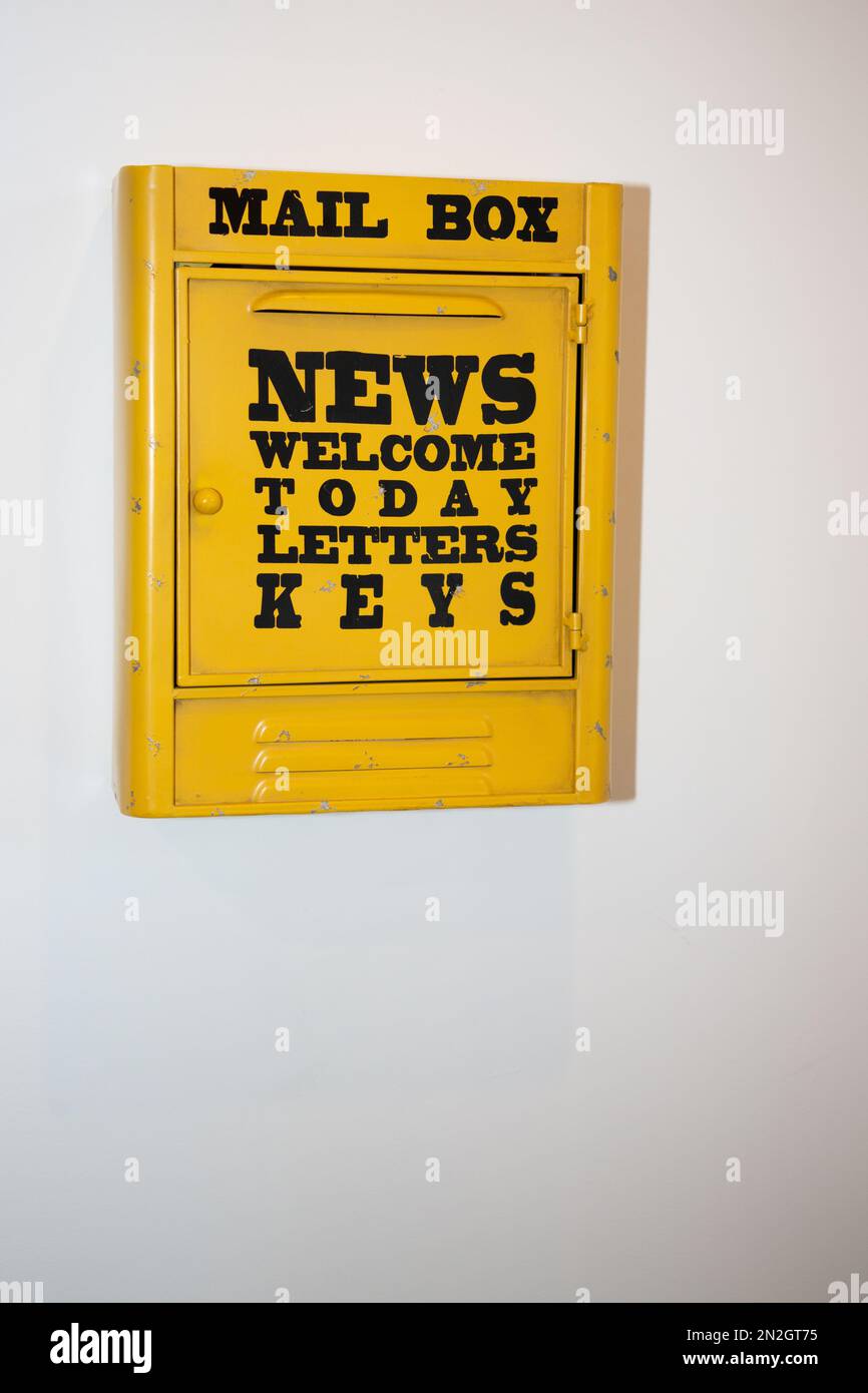 Yellow post box mailbox for mail letter Stock Photo - Alamy