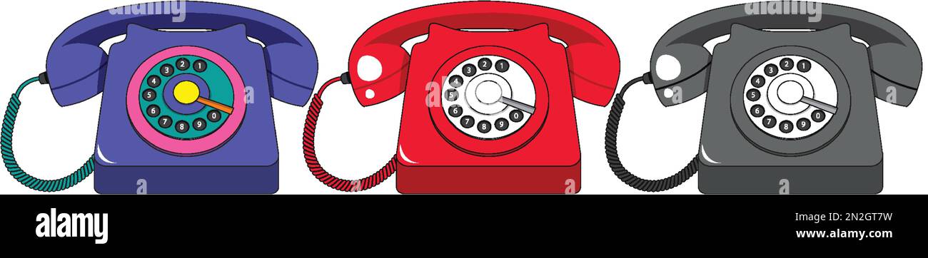 Different telephones isolated set illustration Stock Vector Image & Art ...