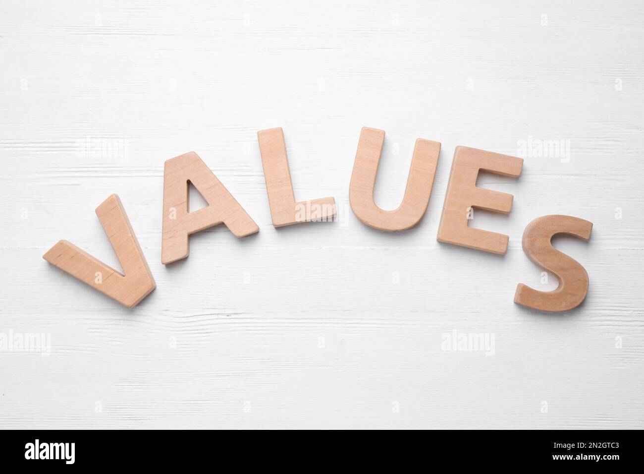 Word values made wooden hi-res stock photography and images - Alamy