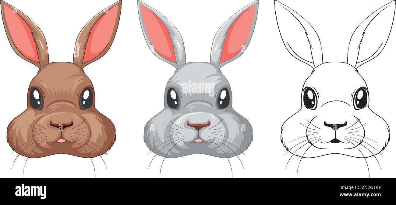 Set of rabbit head isolated illustration Stock Vector Image & Art - Alamy