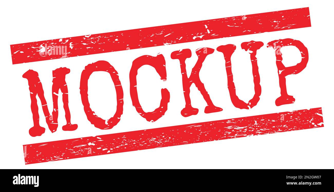 MOCKUP text written on red grungy lines stamp sign Stock Photo - Alamy