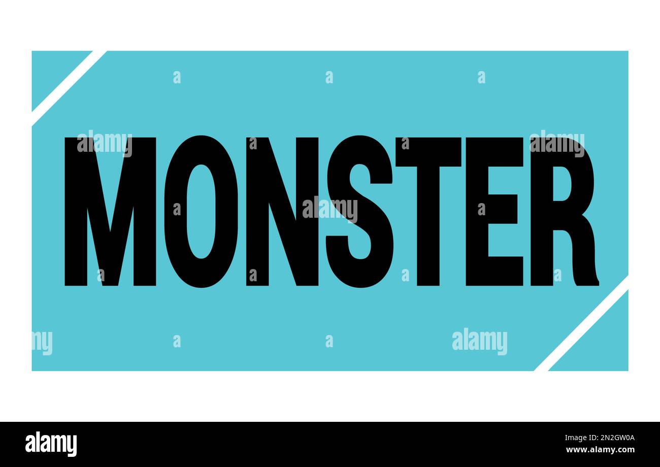 MONSTER text written on blue-black rectangle stamp sign Stock Photo - Alamy