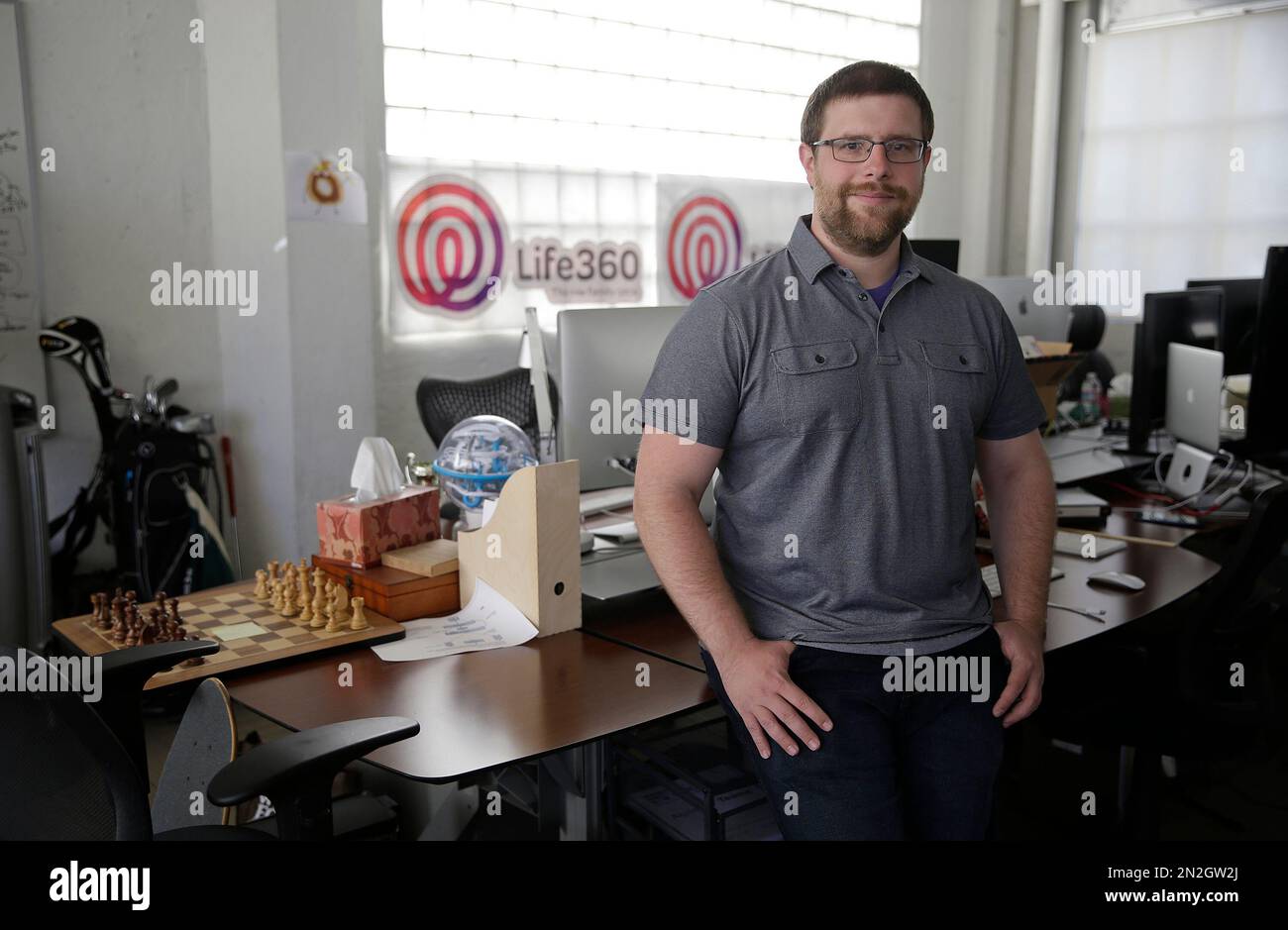 Life360 co-founder and president Alex Haro poses at his company ...