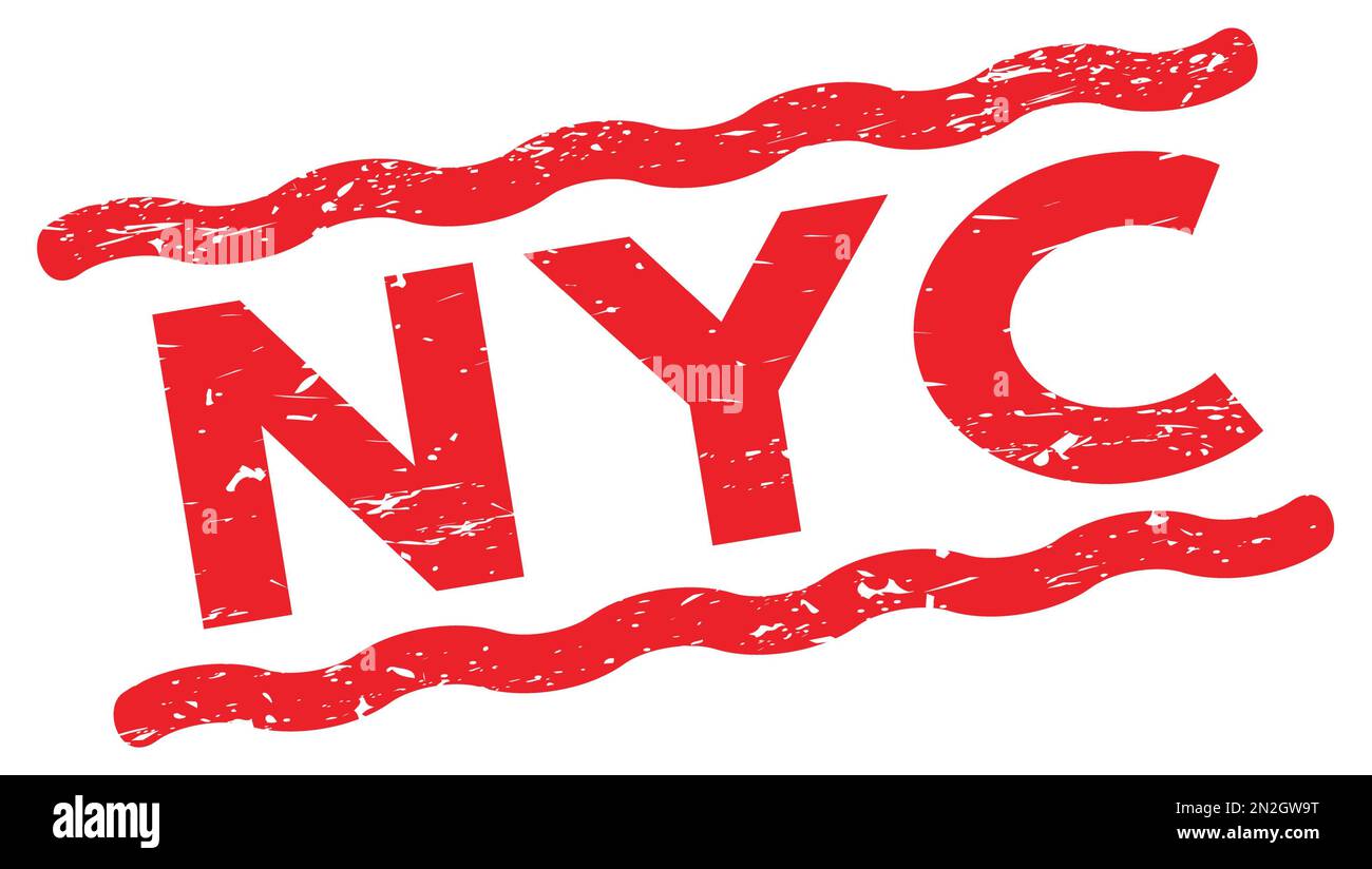 NYC text written on red lines stamp sign Stock Photo - Alamy