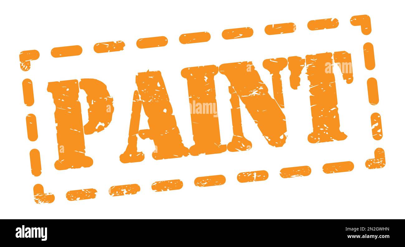 PAINT text written on orange dash stamp sign Stock Photo - Alamy