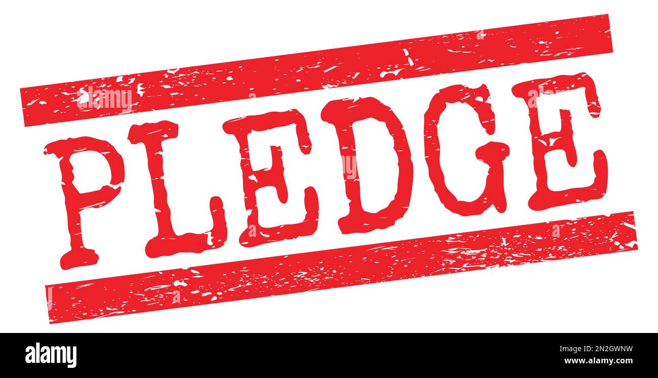 PLEDGE text written on red grungy lines stamp sign Stock Photo - Alamy