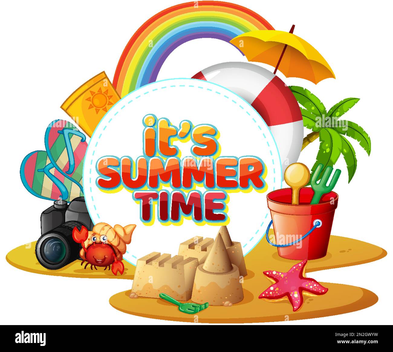 Its summer time text banner template illustration Stock Vector Image ...