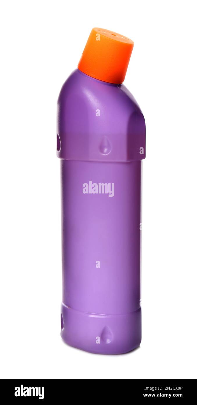 Purple bottle of cleaning product isolated on white Stock Photo - Alamy