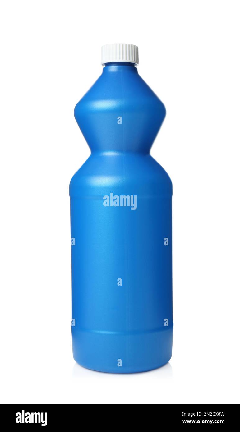 Blue bottle of cleaning product isolated on white Stock Photo - Alamy