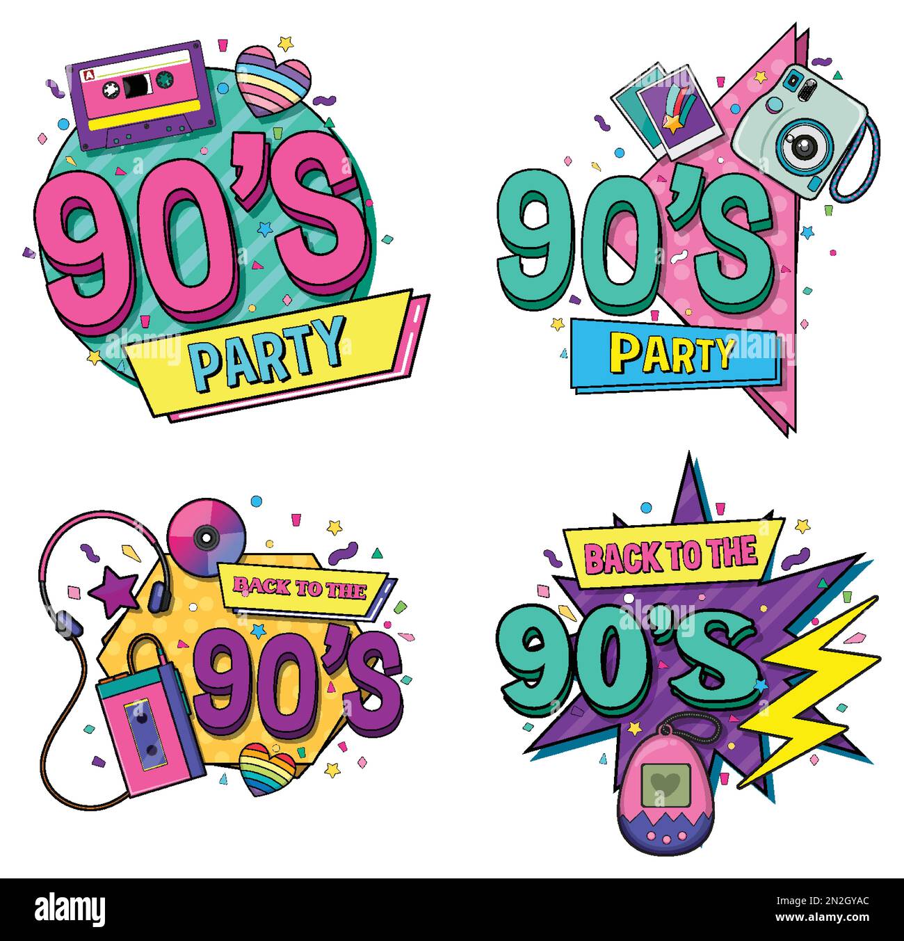 90s party banner template illustration Stock Vector Image & Art - Alamy