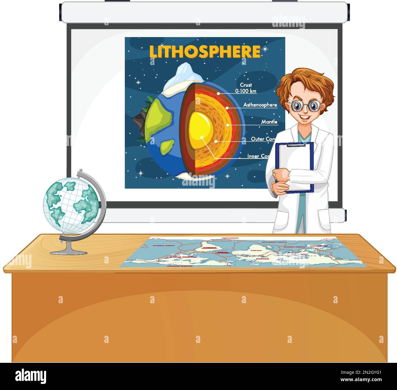 Teacher explaining lithosphere vector illustration Stock Vector Image ...