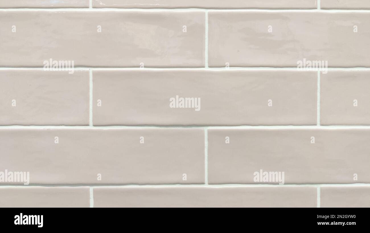 ceramic beige tiles line horizontal brick background tile wall Stock ...