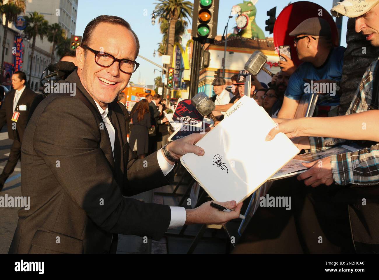 Clark Gregg signs autographs at the Los Angeles premiere of "Avengers ...