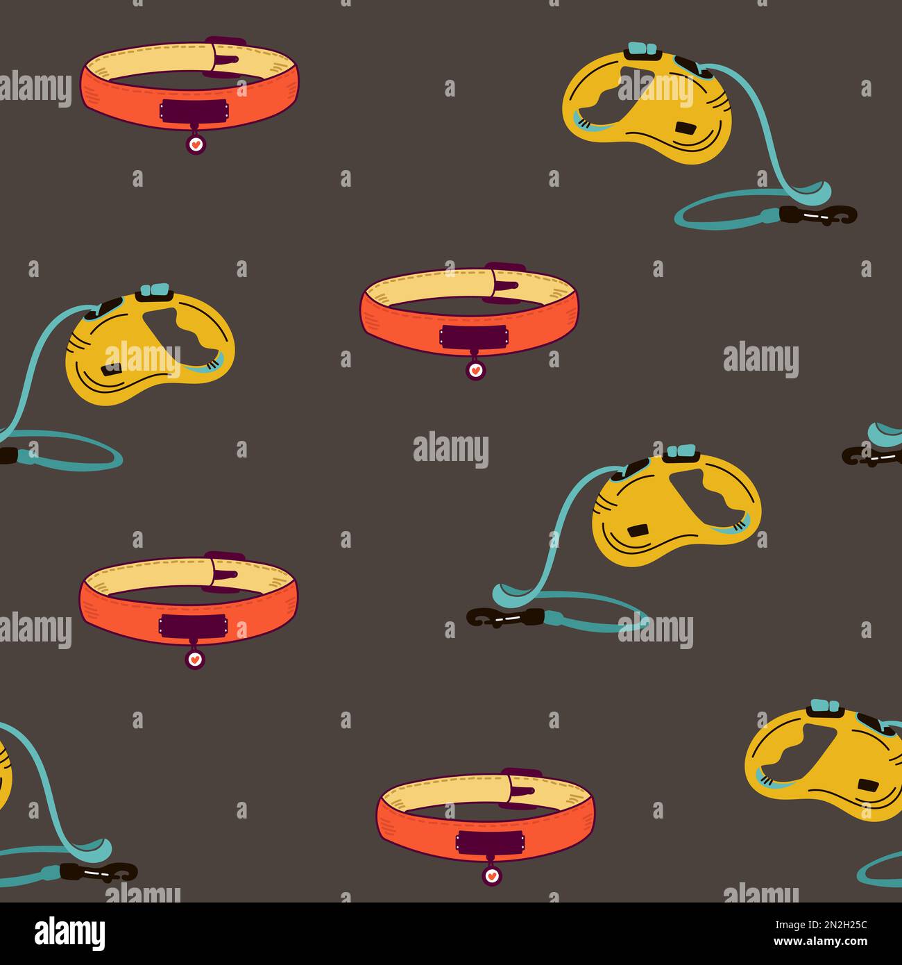 Seamless pattern with hand drawn dogs items. Animals pattern. Dogs ...