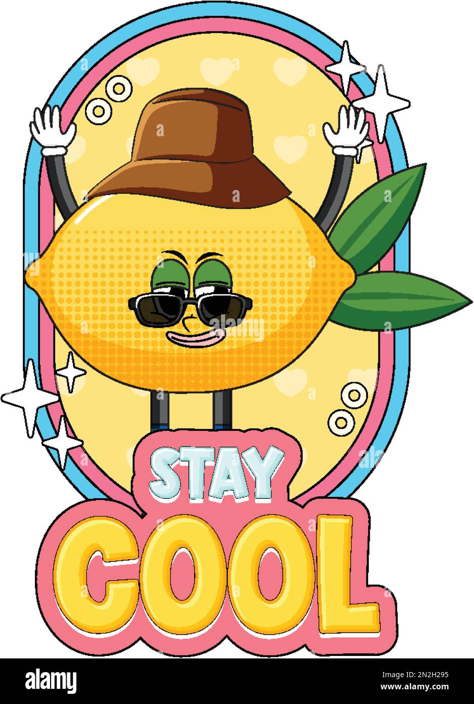 Lemon cartoon character with stay cool badge illustration Stock Vector ...