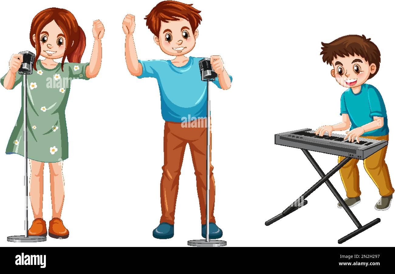 Music band kids cartoon illustration Stock Vector Image & Art - Alamy