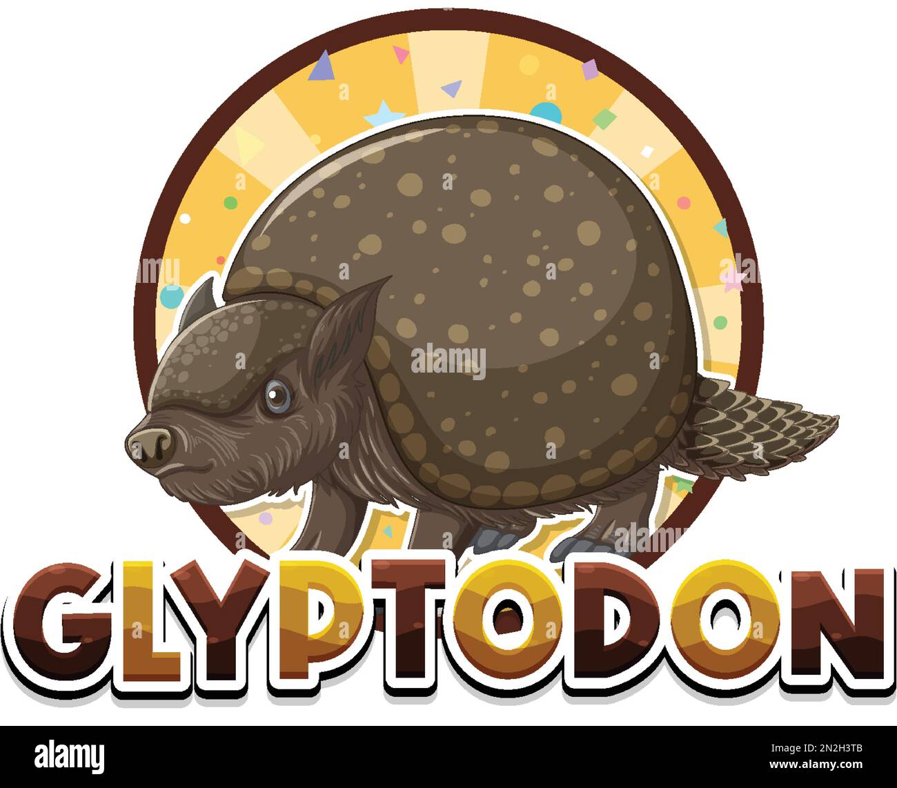 Glyptodon cartoon character with logo illustration Stock Vector Image ...