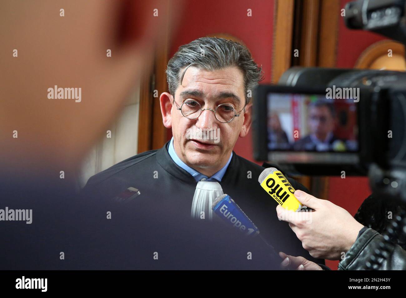 French lawyer Jean-Marc Fedida addresses reporters at Paris court house ...