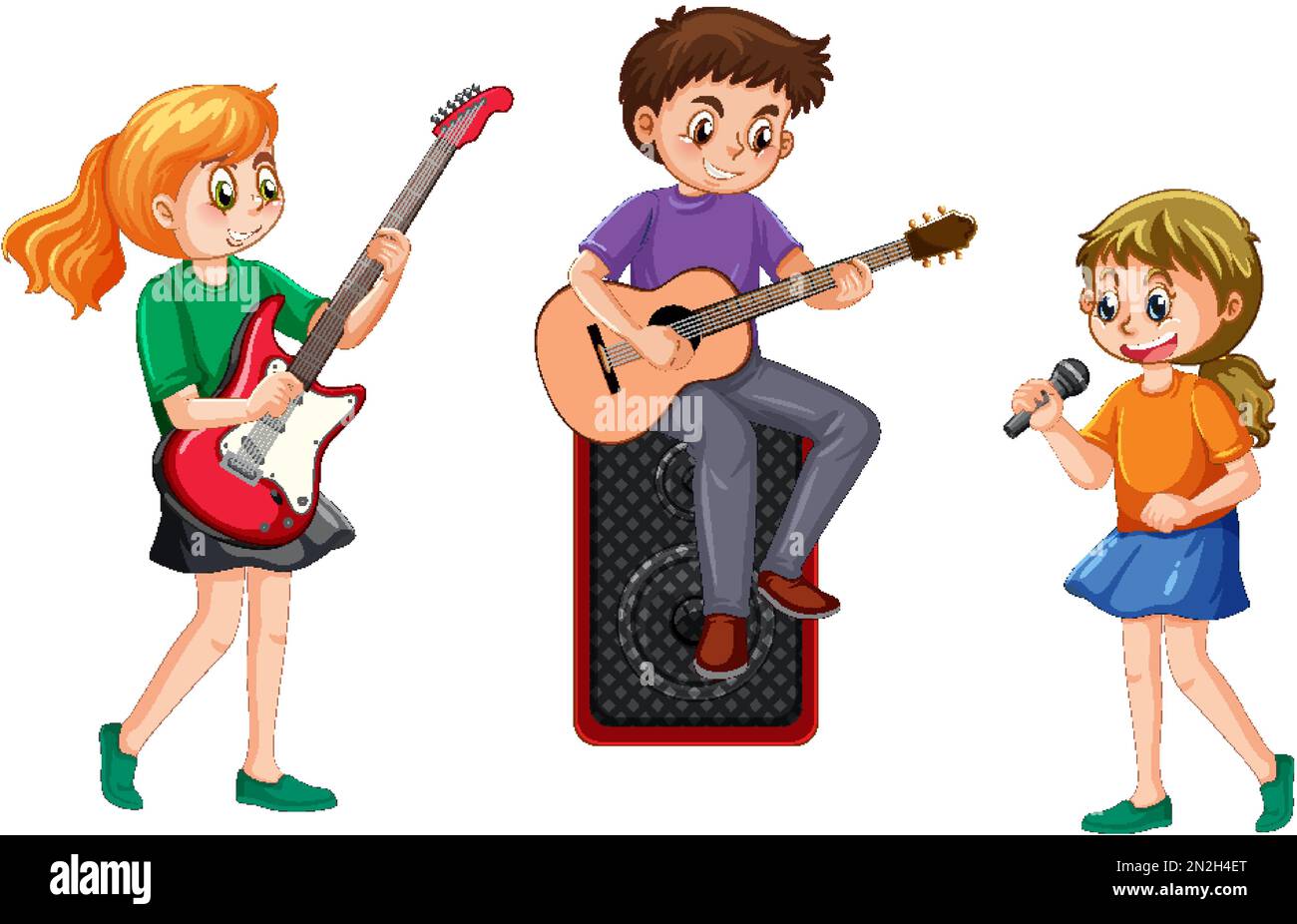 Music band kids cartoon illustration Stock Vector Image & Art - Alamy
