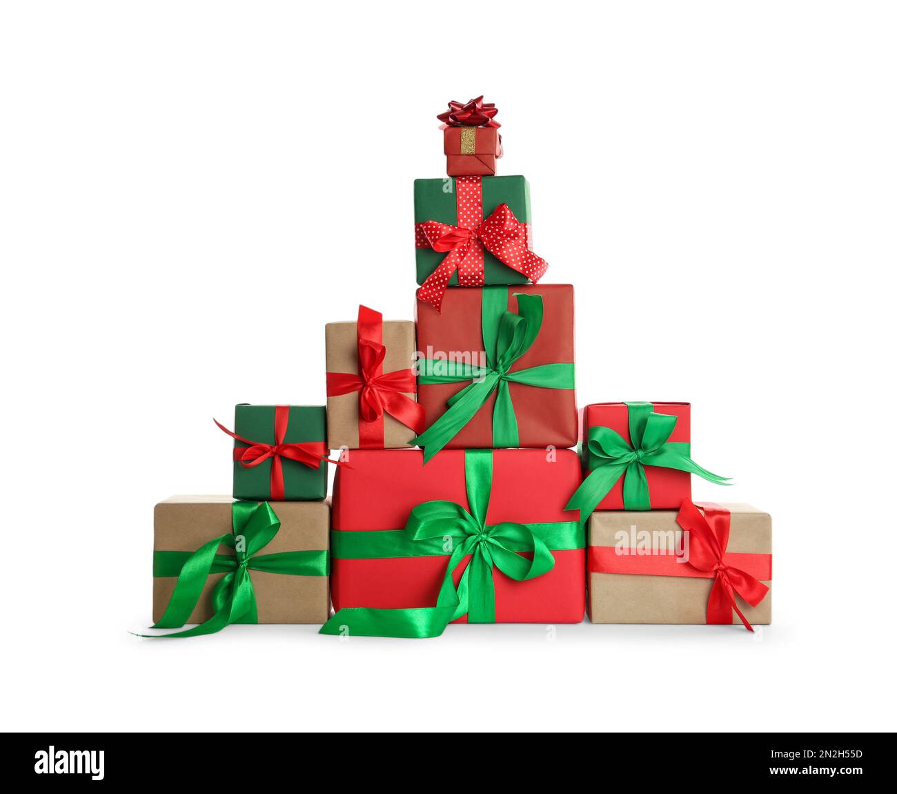 Different Christmas gift boxes on white background Stock Photo - Alamy