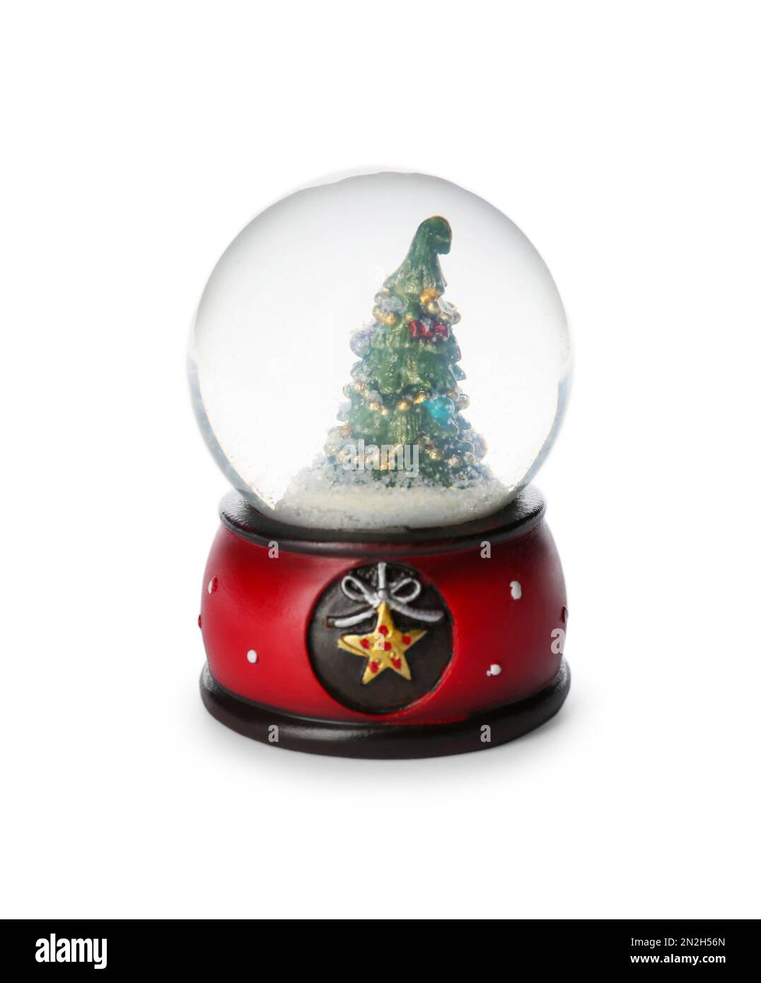 Beautiful snow globe with Christmas tree isolated on white Stock Photo ...