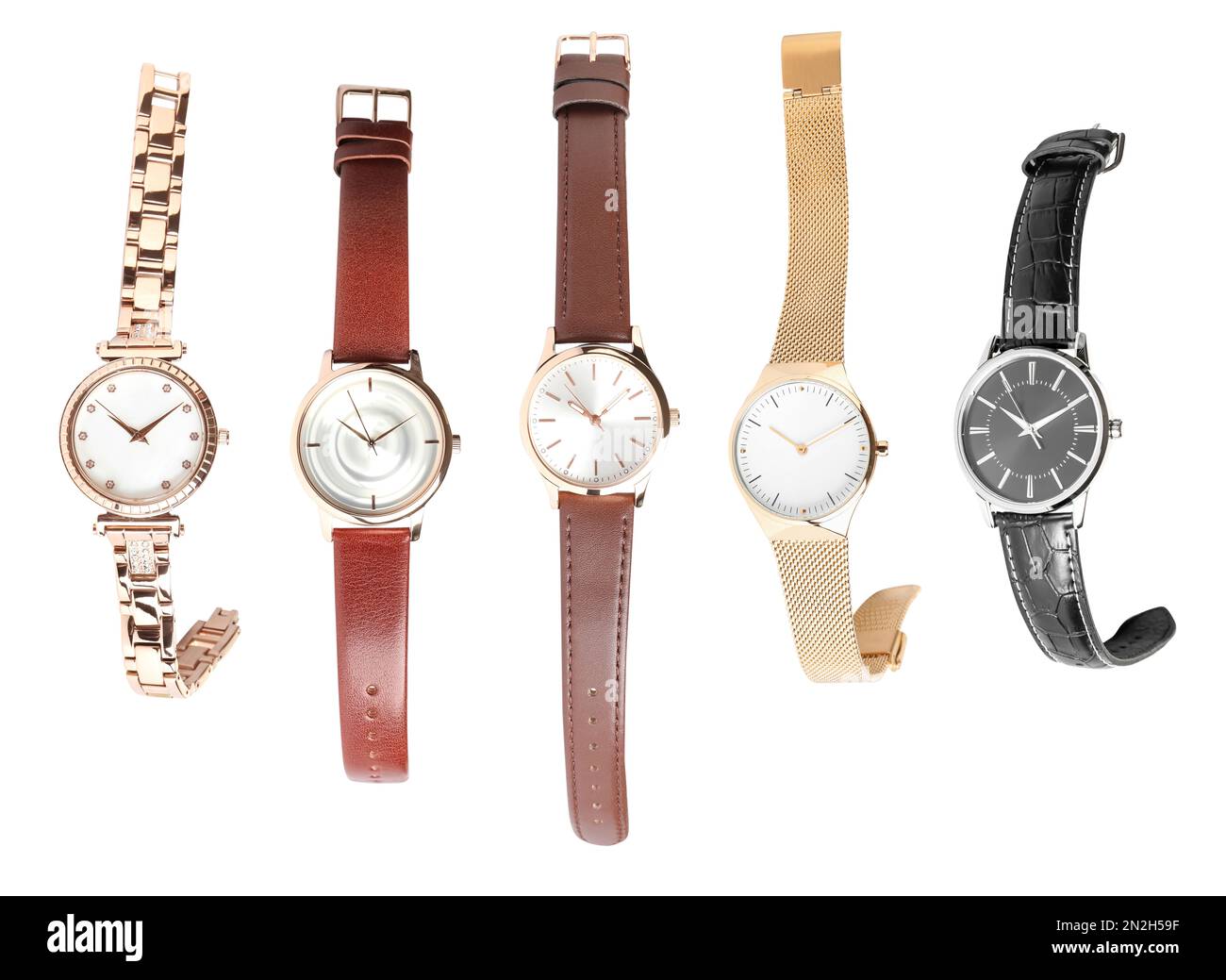 Collage of stylish watches on white background Stock Photo - Alamy