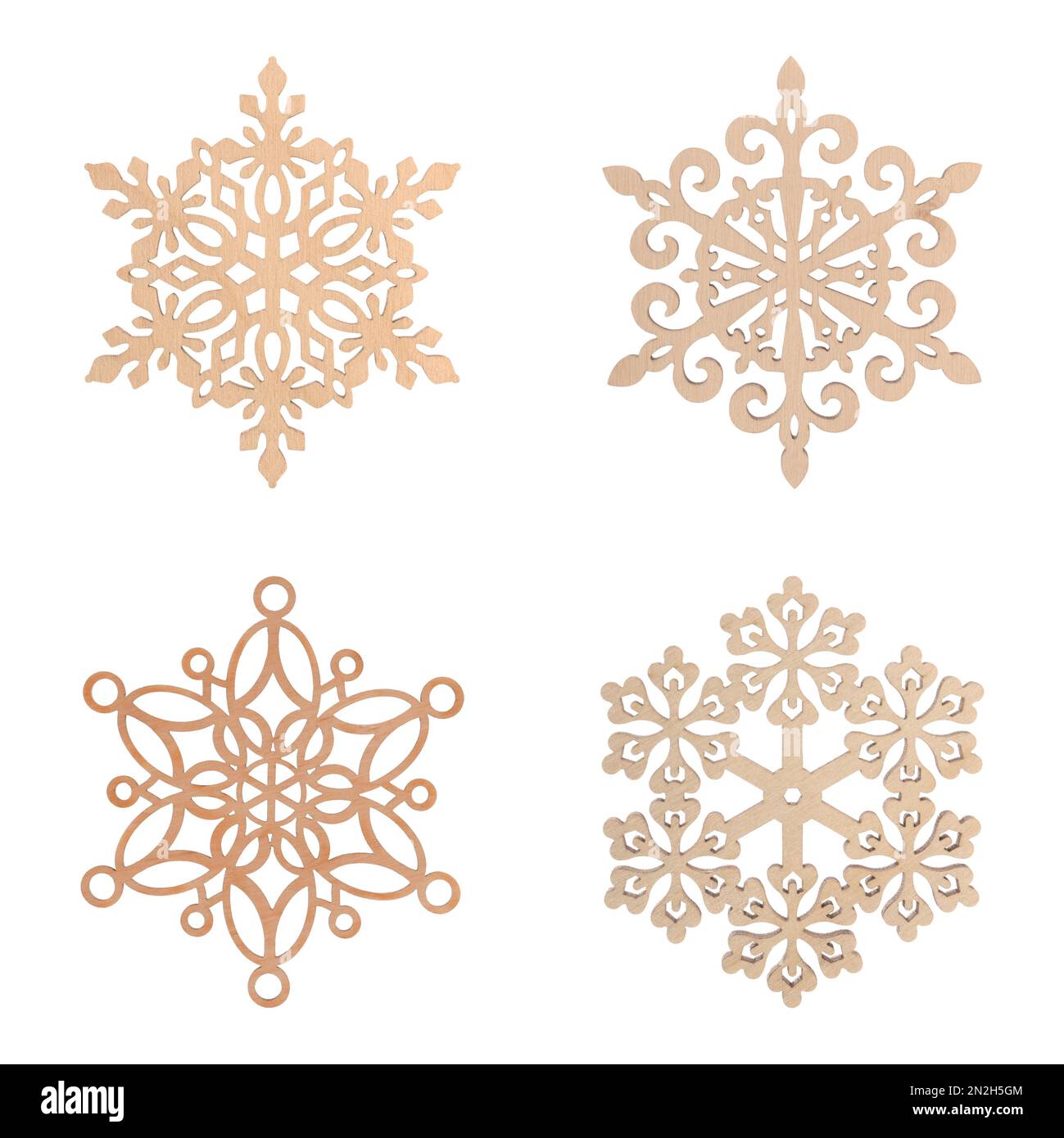 Set of beautiful decorative snowflakes on white background Stock Photo ...
