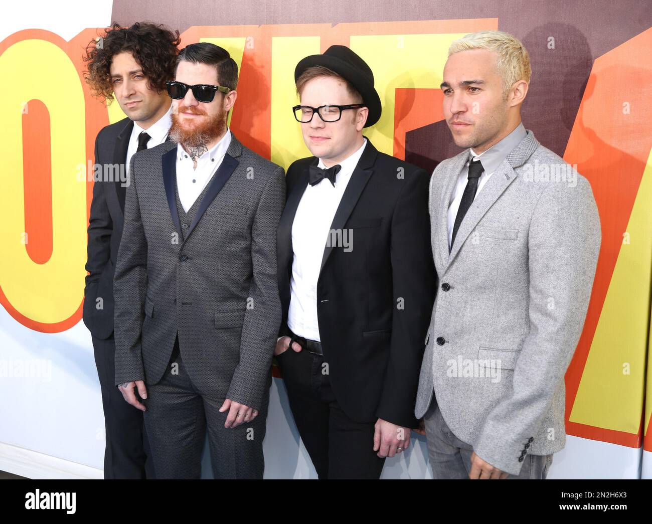Joe Trohman, and from left, Andy Hurley, Patrick Stump, and Pete Wentz ...