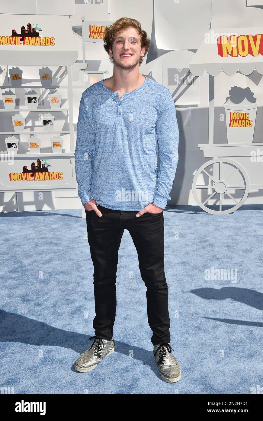 Logan Paul arrives at the MTV Movie Awards at the Nokia Theatre on ...