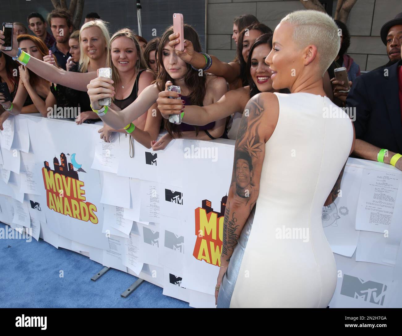 Amber Rose arrives at the MTV Movie Awards at the Nokia Theatre on ...