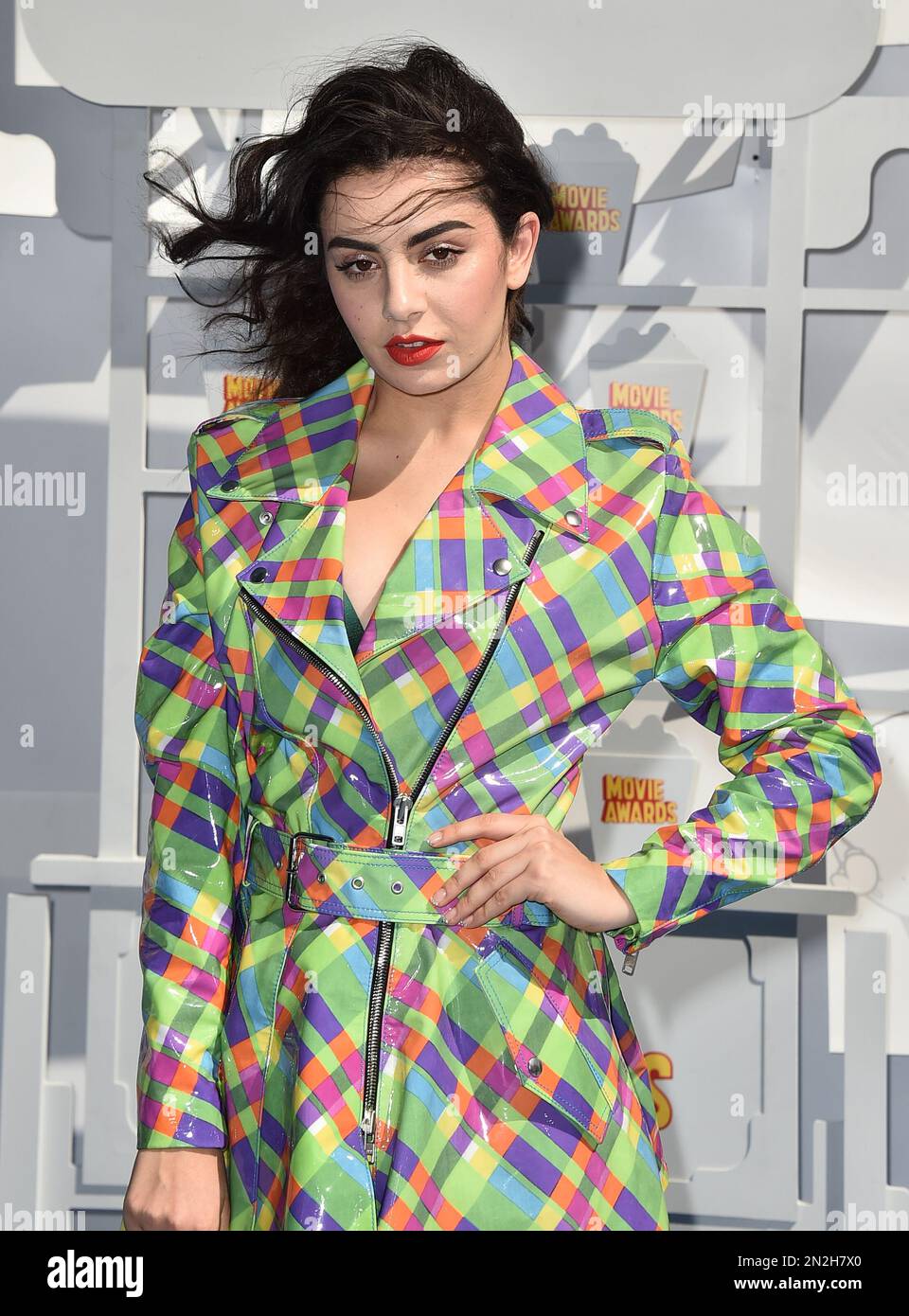 Charli XCX arrives at the MTV Movie Awards at the Nokia Theatre on ...